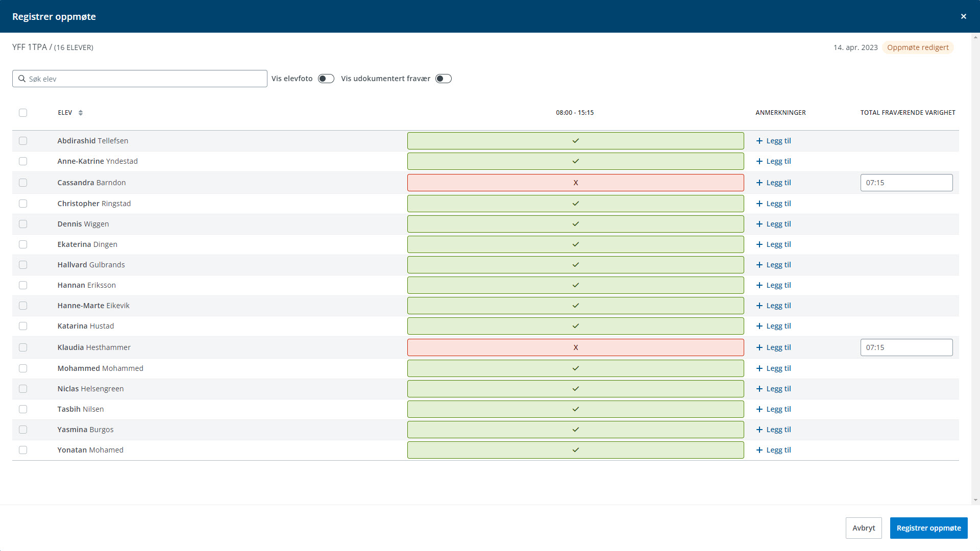 4b.13 - Elevers egenmelding om fravær – Visma InSchool