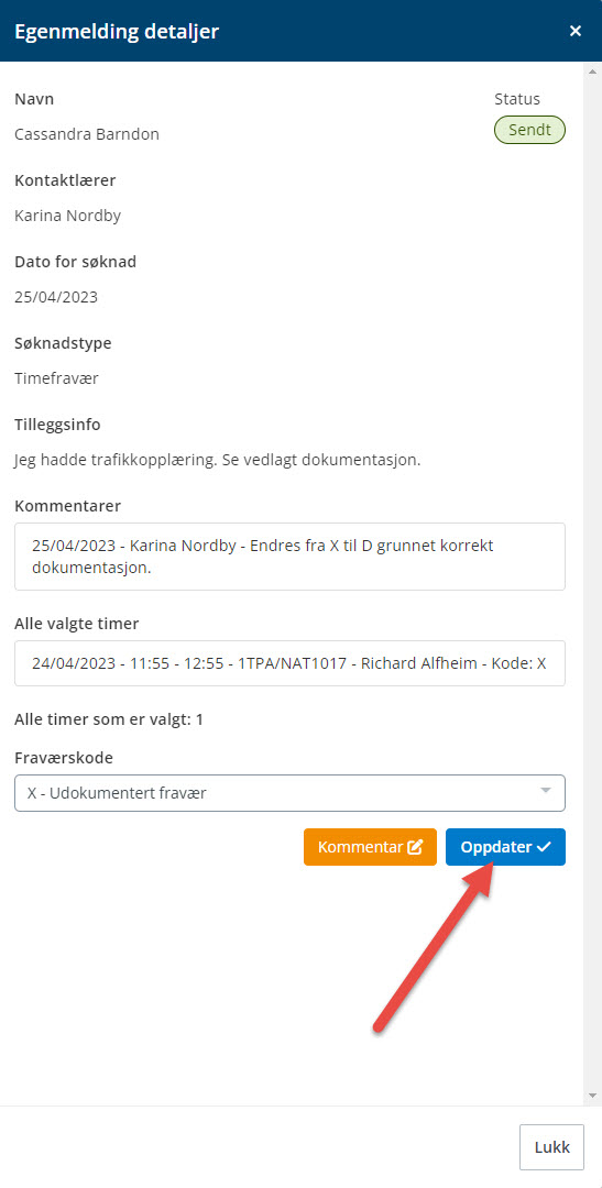 4b.13 - Elevers egenmelding om fravær – Visma InSchool