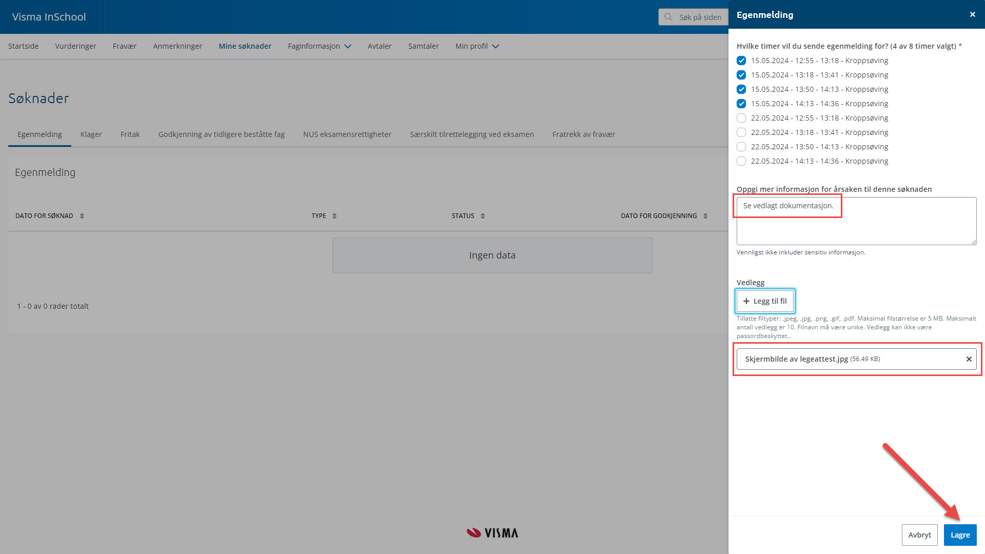 4b.13 - Elevers egenmelding om fravær – Visma InSchool